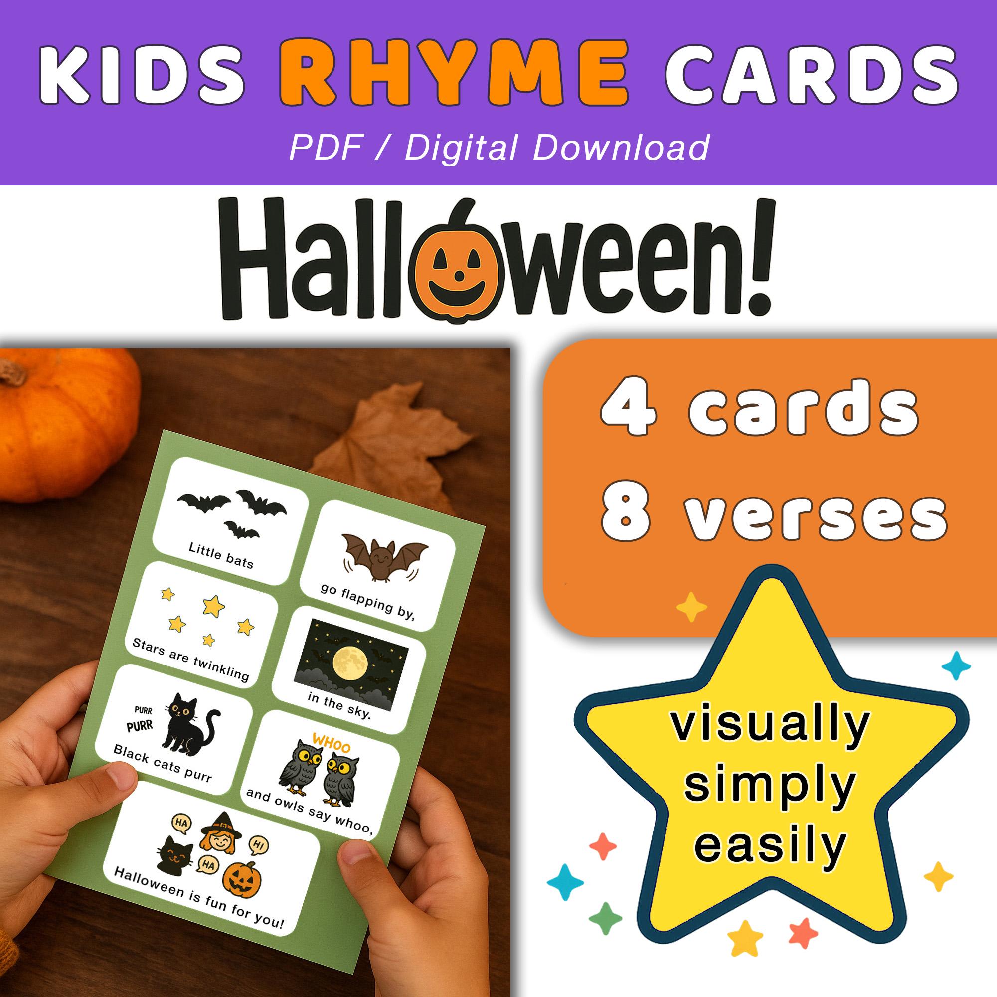 Halloween Rhyme Cards for Kids: Printable Poems (PDF) - Etsy