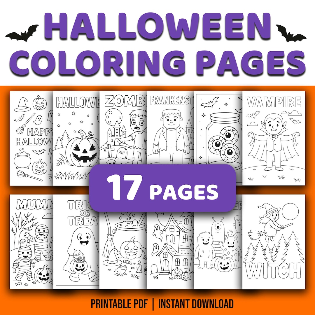 Halloween Coloring Pages for Kids: 17 Printable Activity Sheets (PDF ...