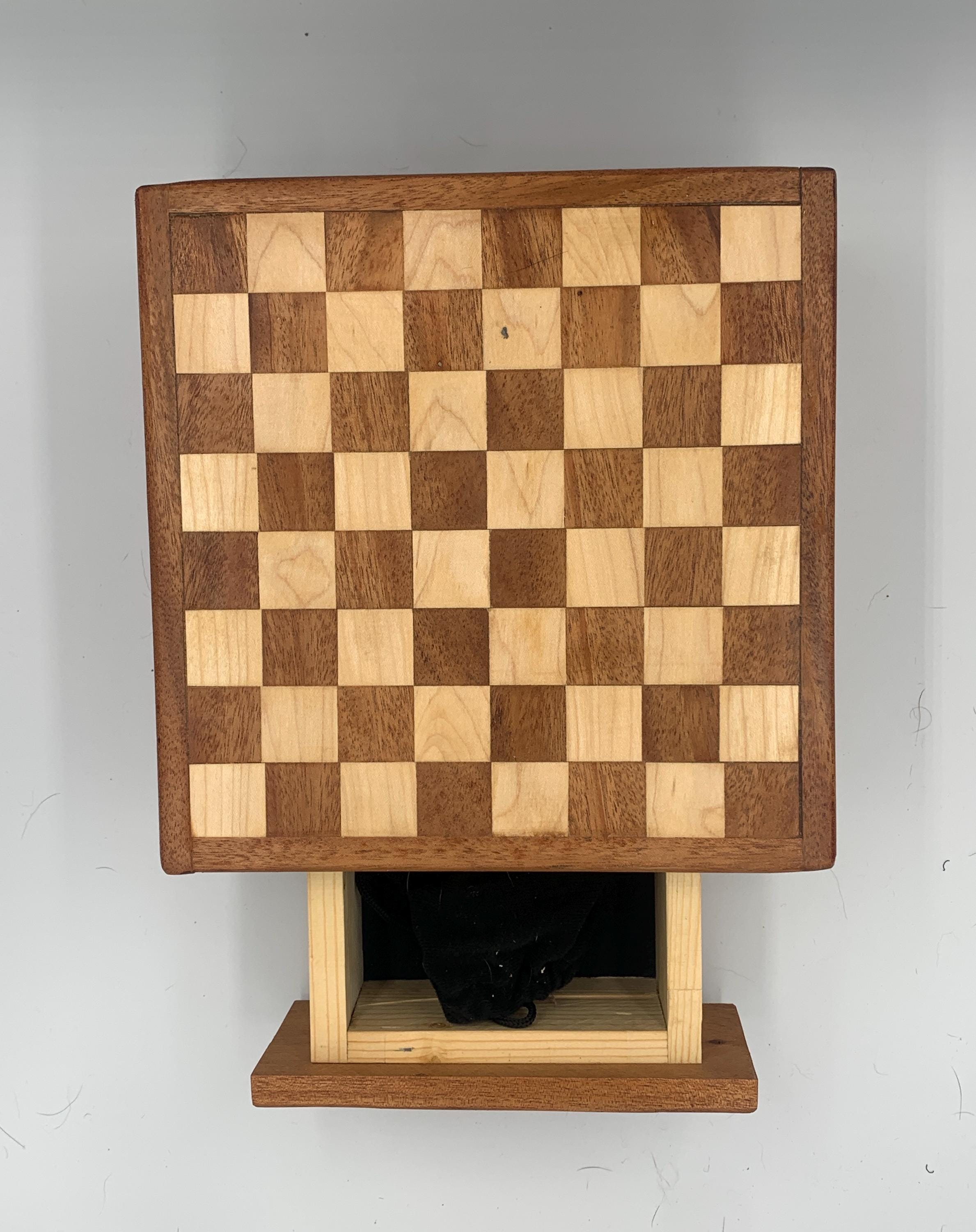 Small Wooden Chessboard With Drawer - Etsy