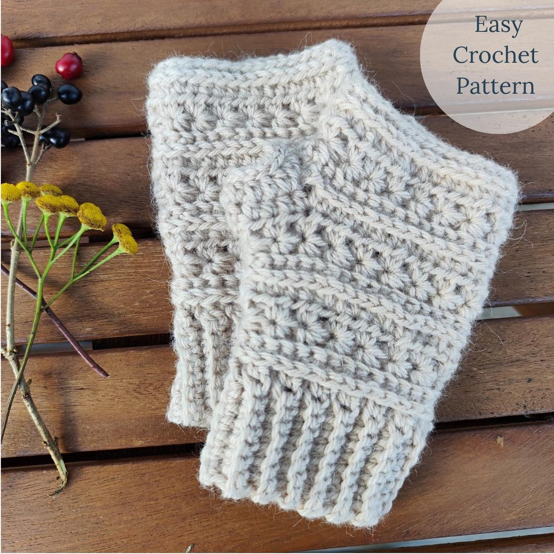 Beginner Crochet Winter Mittens Pattern, Easy Crochet Fingerless ...
