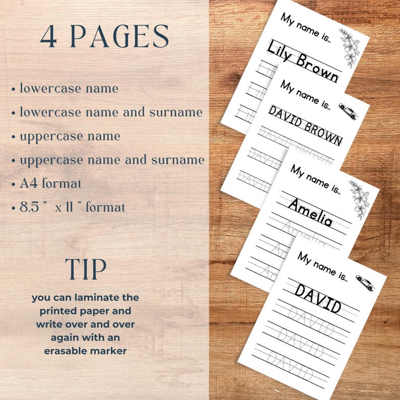 Custom Name Tracing Sheets Printable, Personalized Name Tracing ...