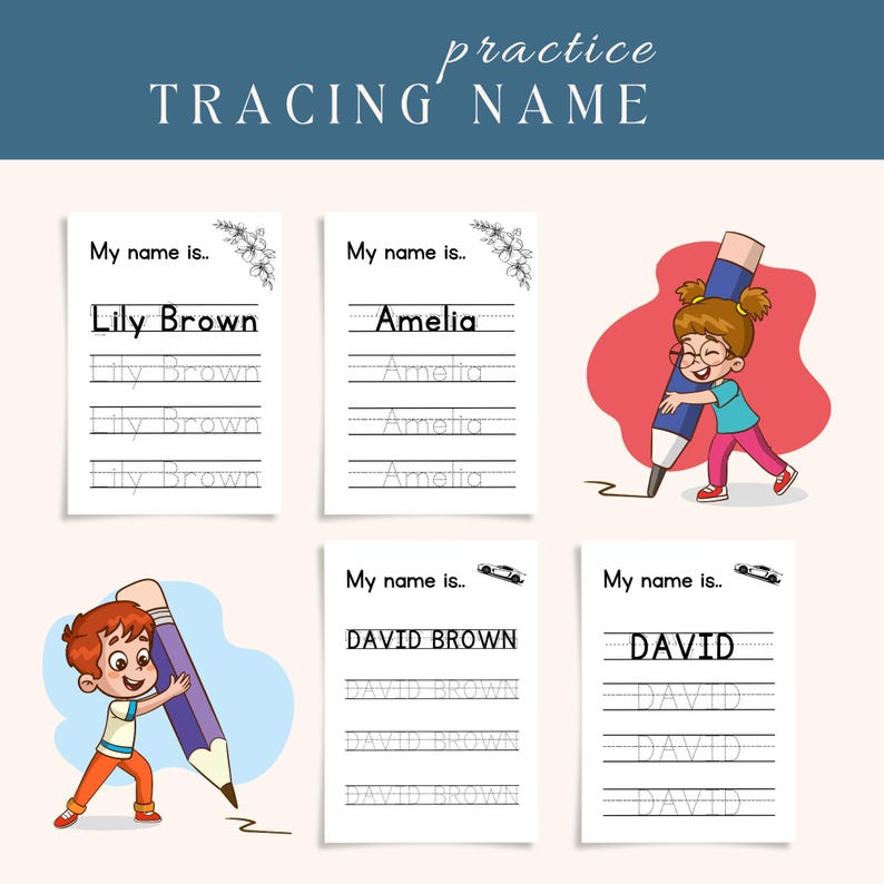 Custom Name Tracing Sheets Printable, Personalized Name Tracing ...