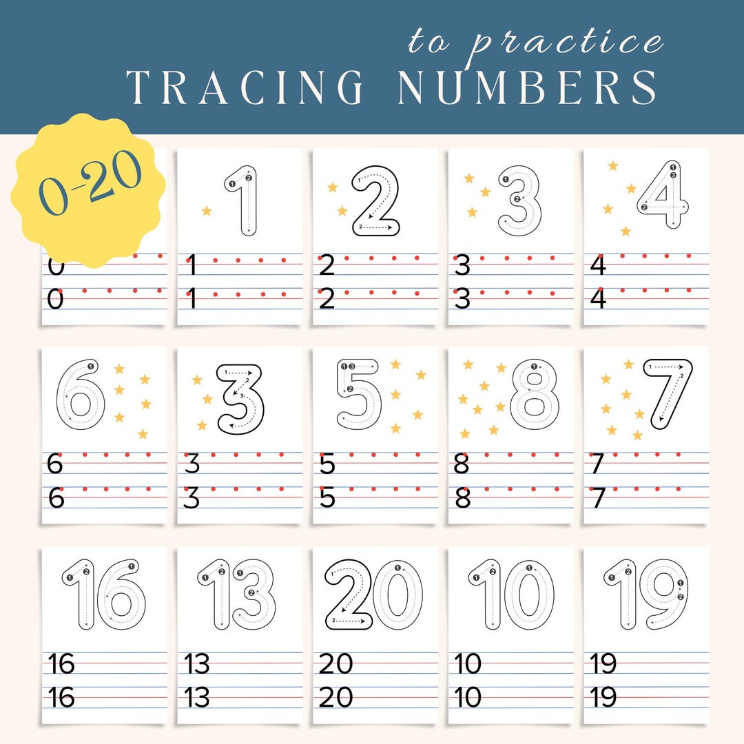 Number Practice Sheets for Kindergarten Printable, Preschool Number ...