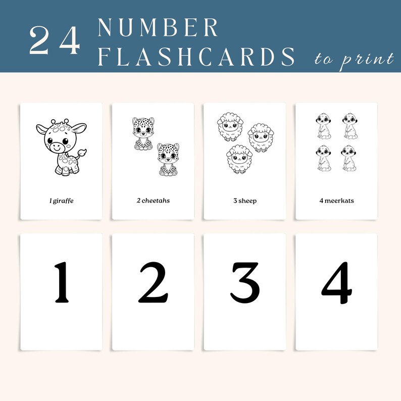 Number Flashcards Printable, Kids Educational Gift, Preschool Numbers ...