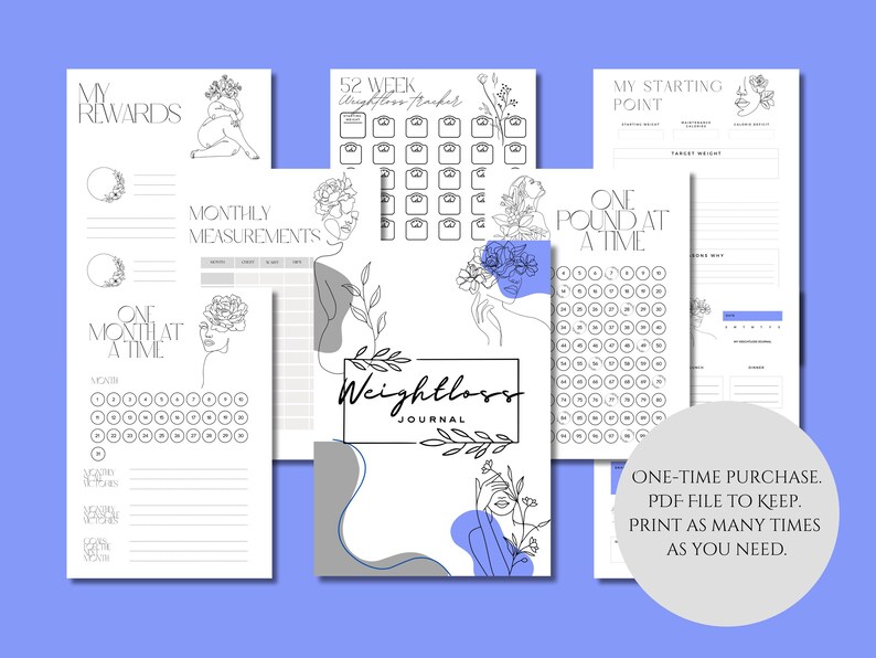 Printable Weight Loss Journal Digital Lifestyle & Motivation Planner ...
