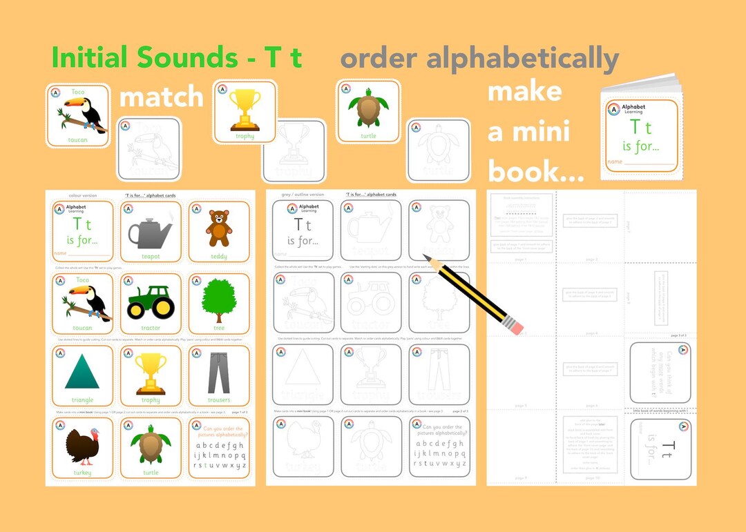 Alphabet Letter Match Cards, Initial Sound Cards, Items Beginning With ...