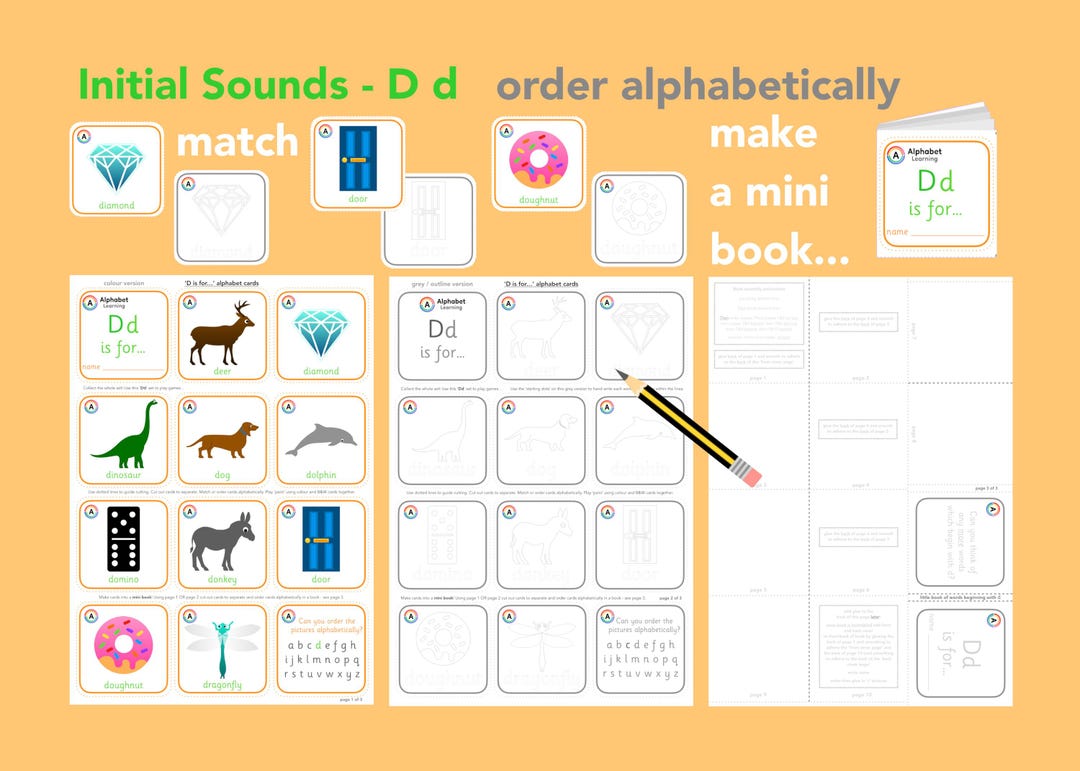 Alphabet Letter Match Cards, Initial Sound Cards, Items Beginning With ...