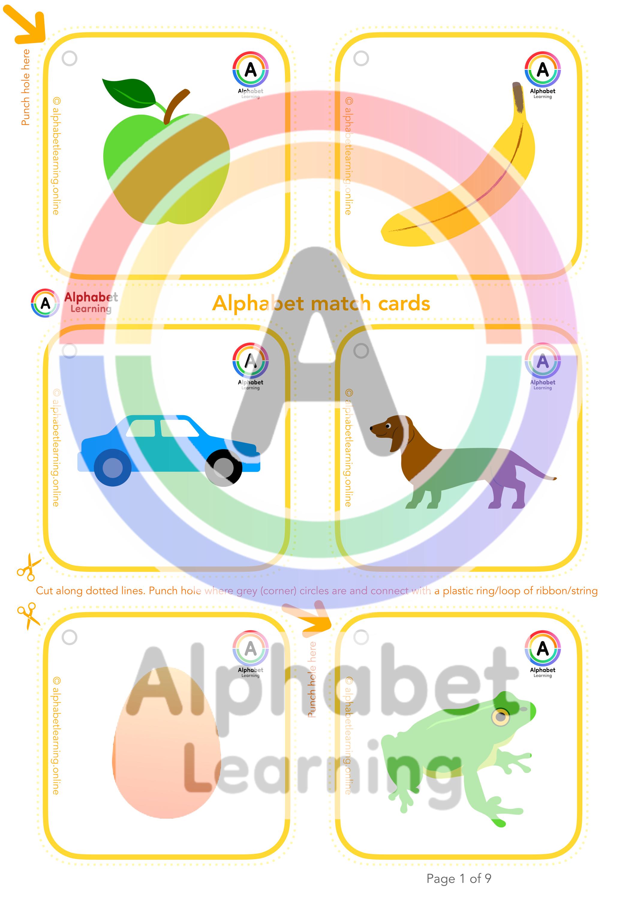 Alphabet Matching Set (square Cards), Picture Match, Alphabet Match ...