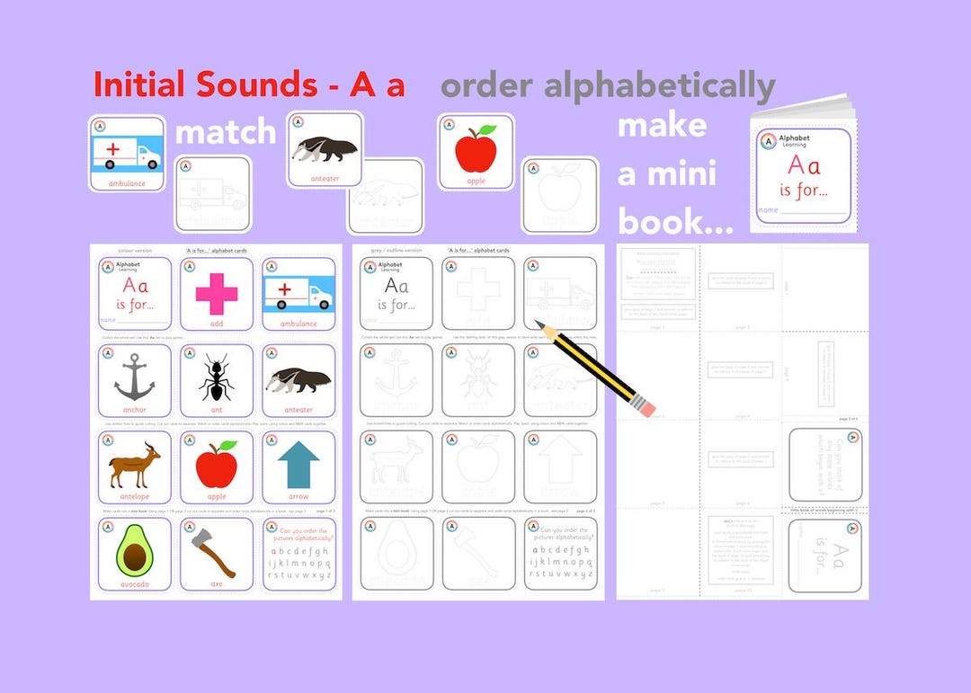 Alphabet Letter Match Cards, Initial Sound Cards, Items Beginning With ...