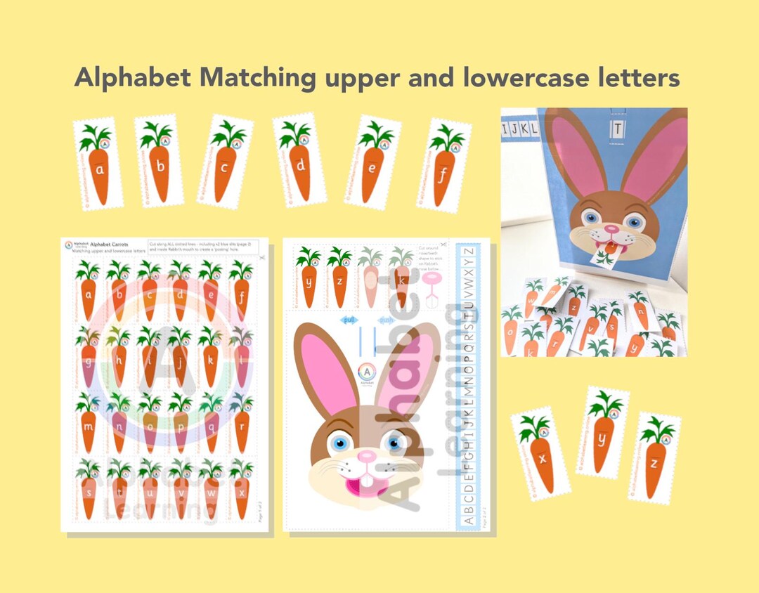 Alphabet Matching Lower/uppercase Letters Rabbit/carrots, Alphabet ...
