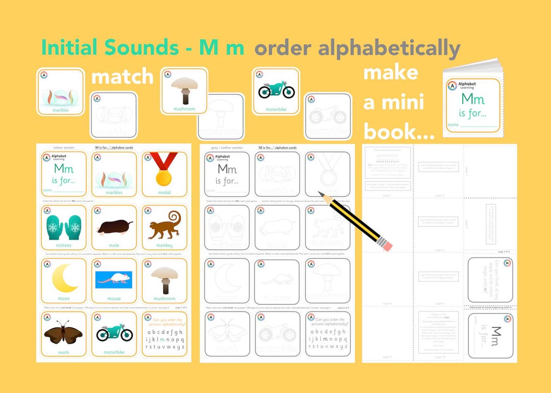 Alphabet Letter Match Cards, Initial Sound Cards, Items Beginning With ...