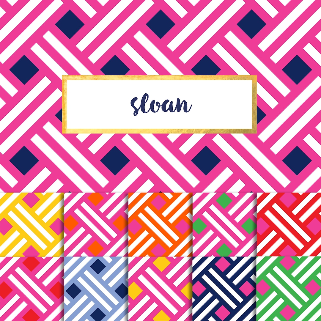 Sloan Version 2 Digital Paper Pack (instant Download) Stripes, Preppy ...