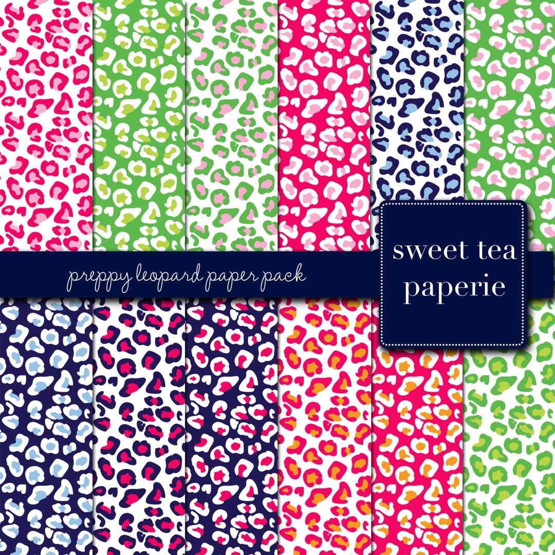 Preppy Leopard Digital Paper Pack (instant Download) - Etsy