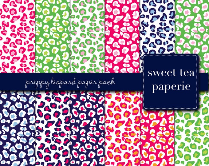 Preppy Leopard Digital Paper Pack instant Download | Etsy