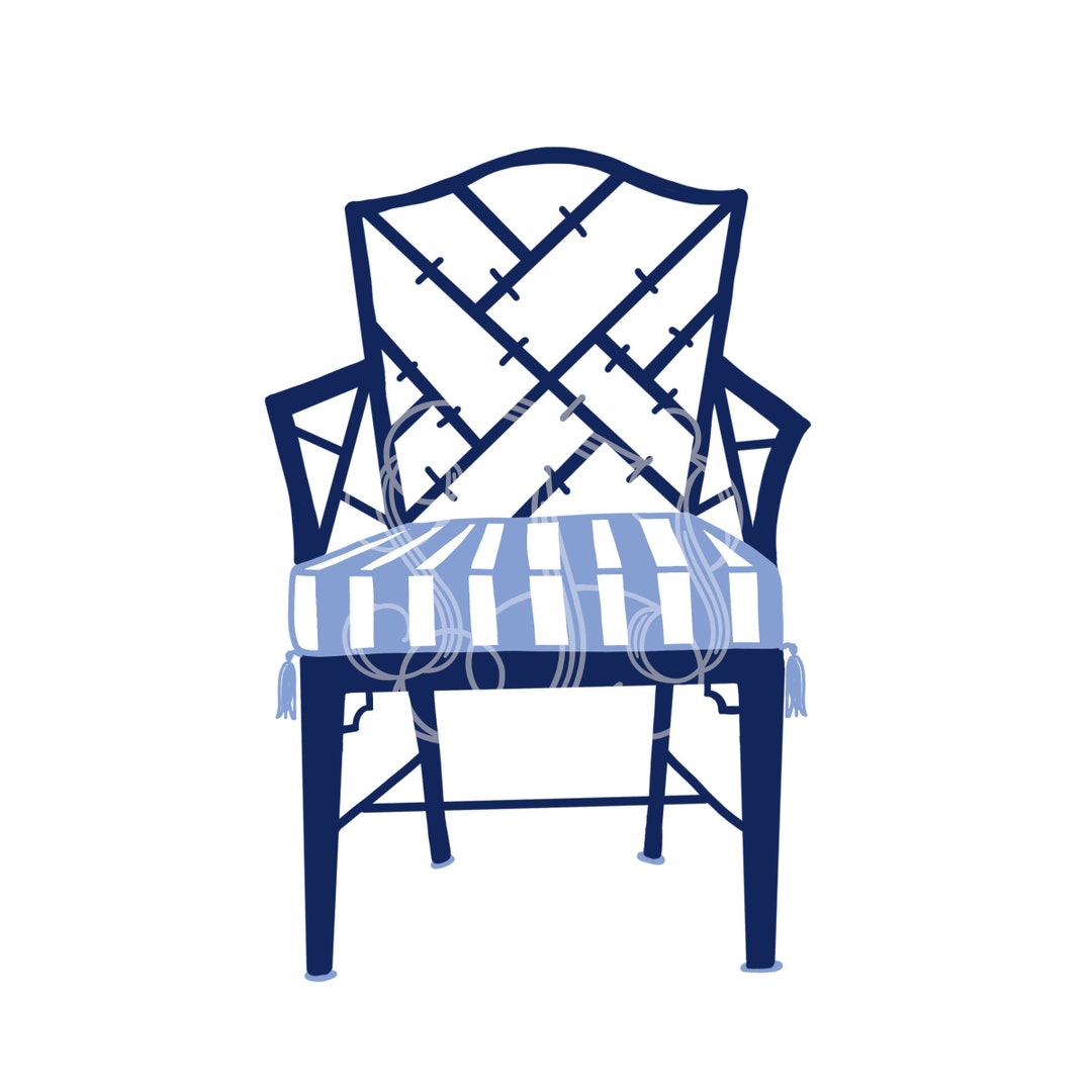 Chinoiserie Chair Clip Art: Hand-drawn Preppy Design (instant Download ...