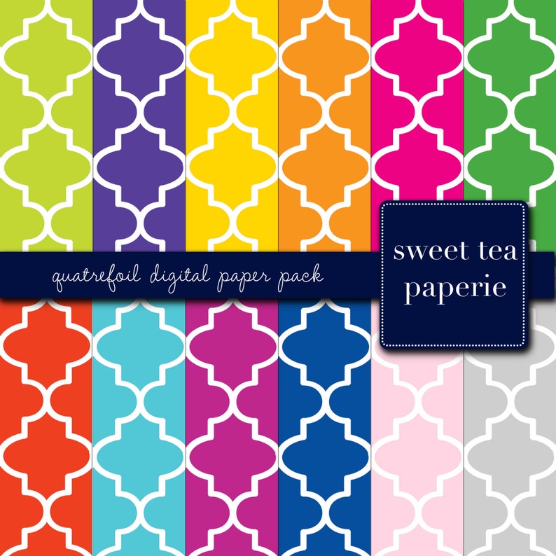 Quatrefoil Digital Paper Pack instant Download | Etsy