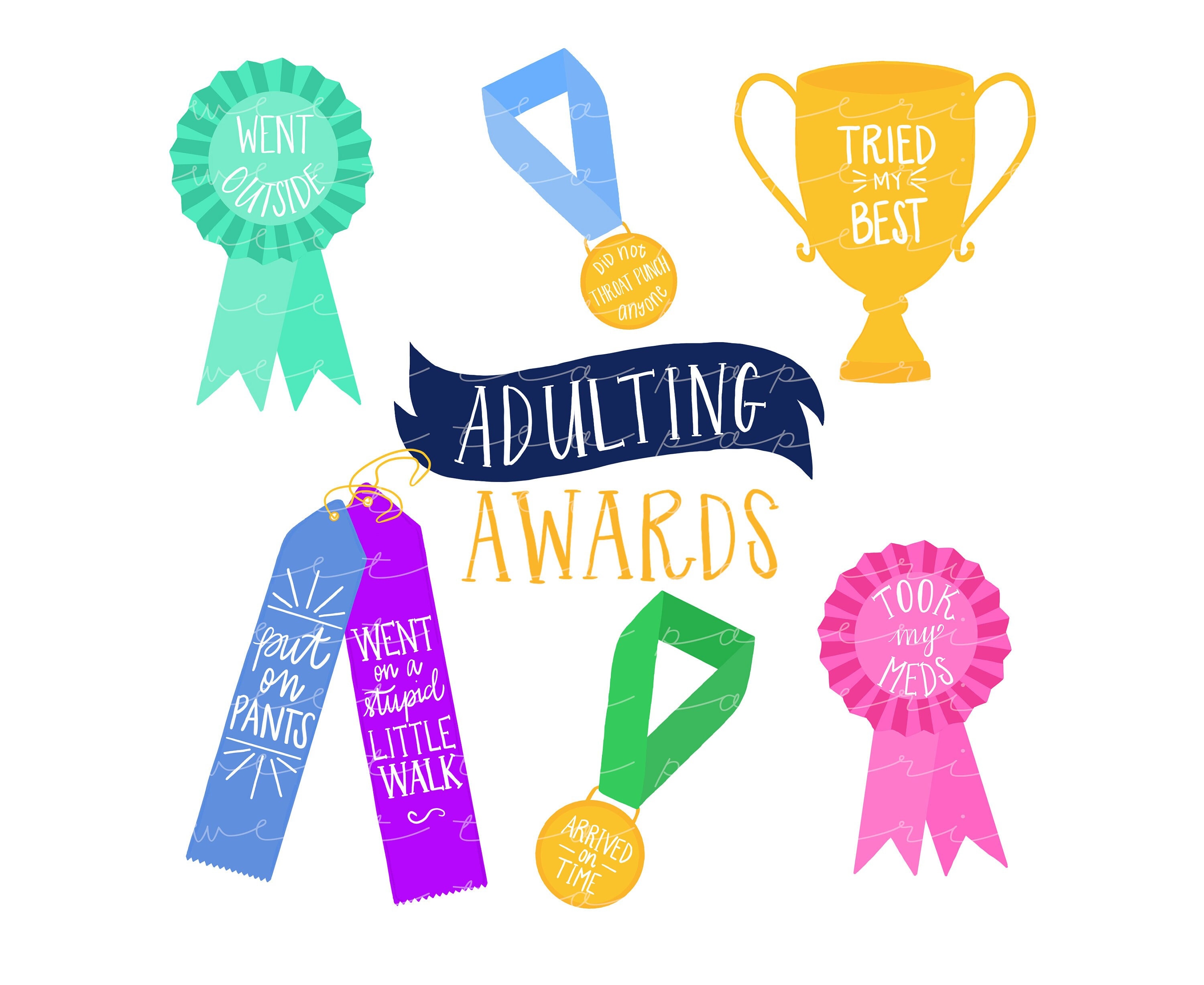 Adulting Awards Clip Art instant Download - Etsy