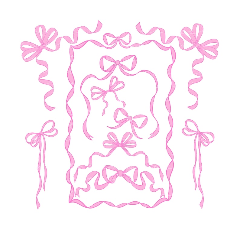 Bows and Ribbon Clip Art in Pink (instant Download) - Etsy