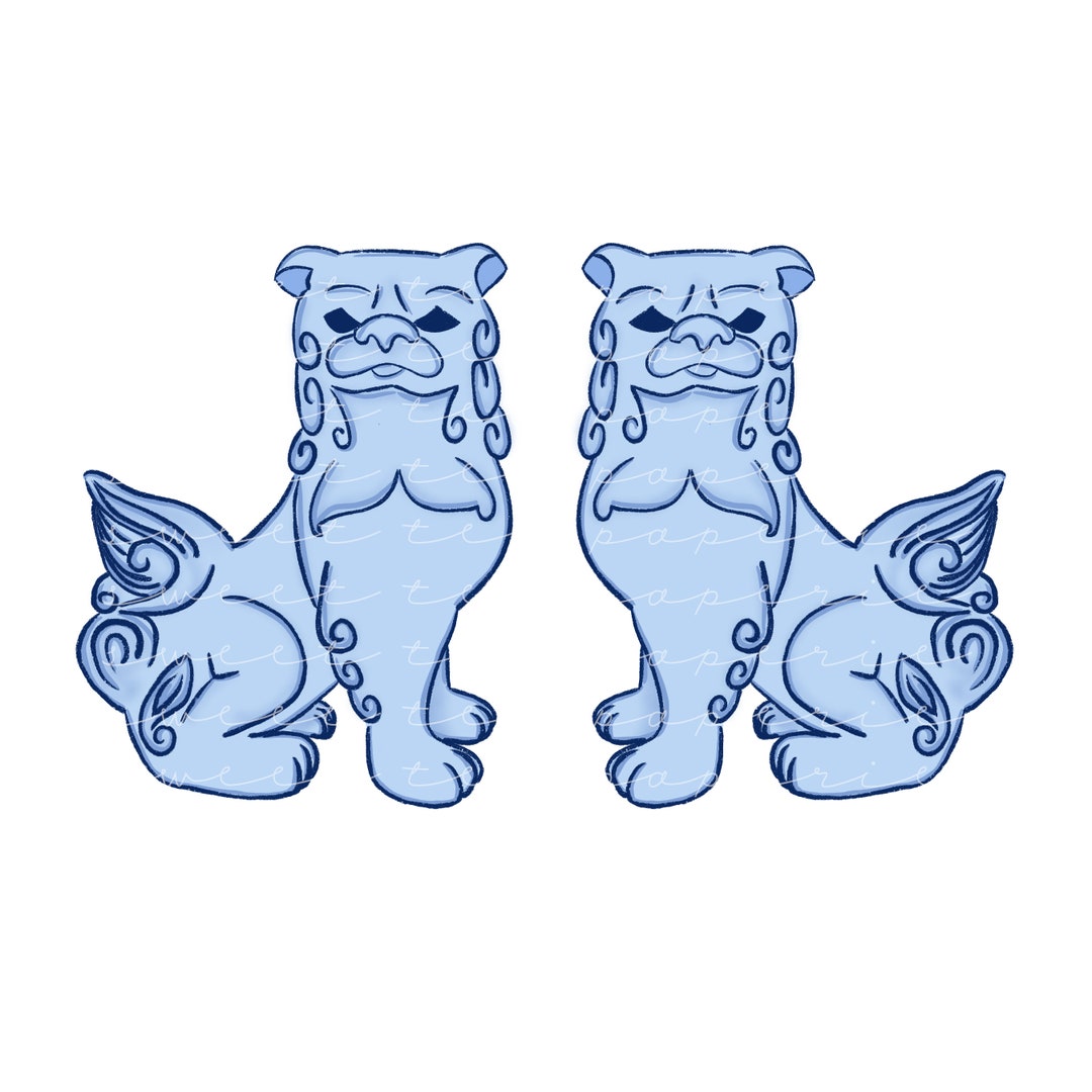 Foo Dog Clip Art in Blue (instant Download) - Etsy