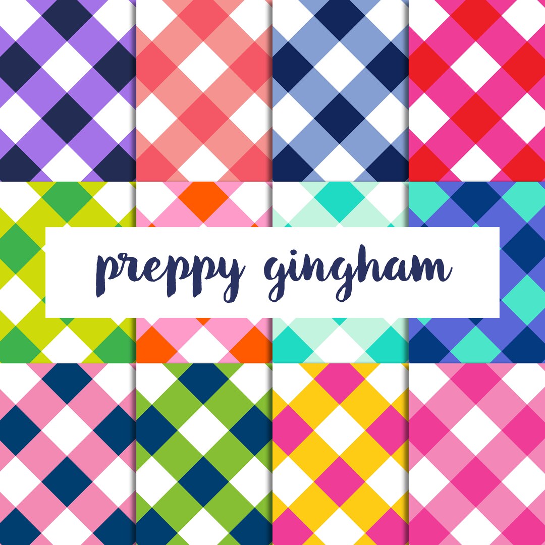 Preppy Gingham Digital Paper Pack (instant Download) - Etsy