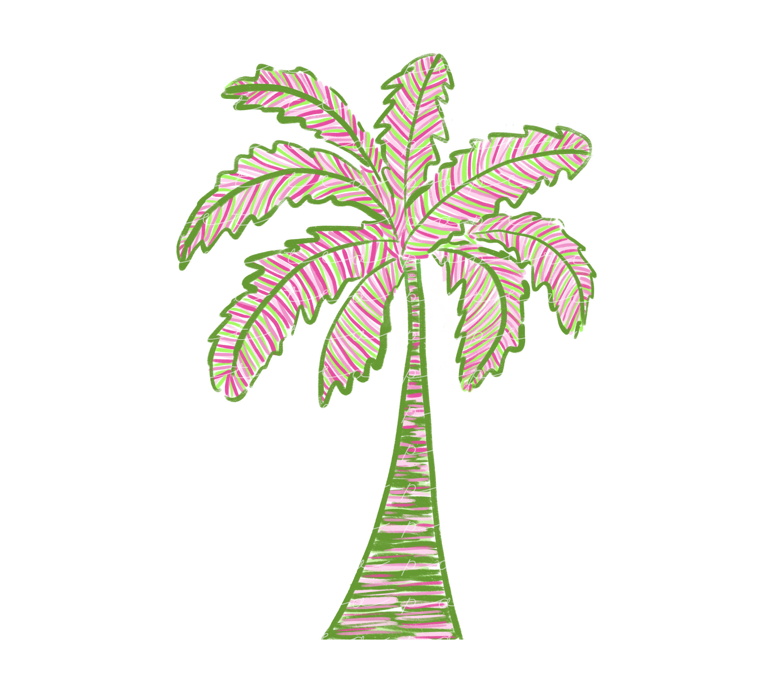 Preppy Palm Tree Pink and Green Clip Art Instant Download | Etsy