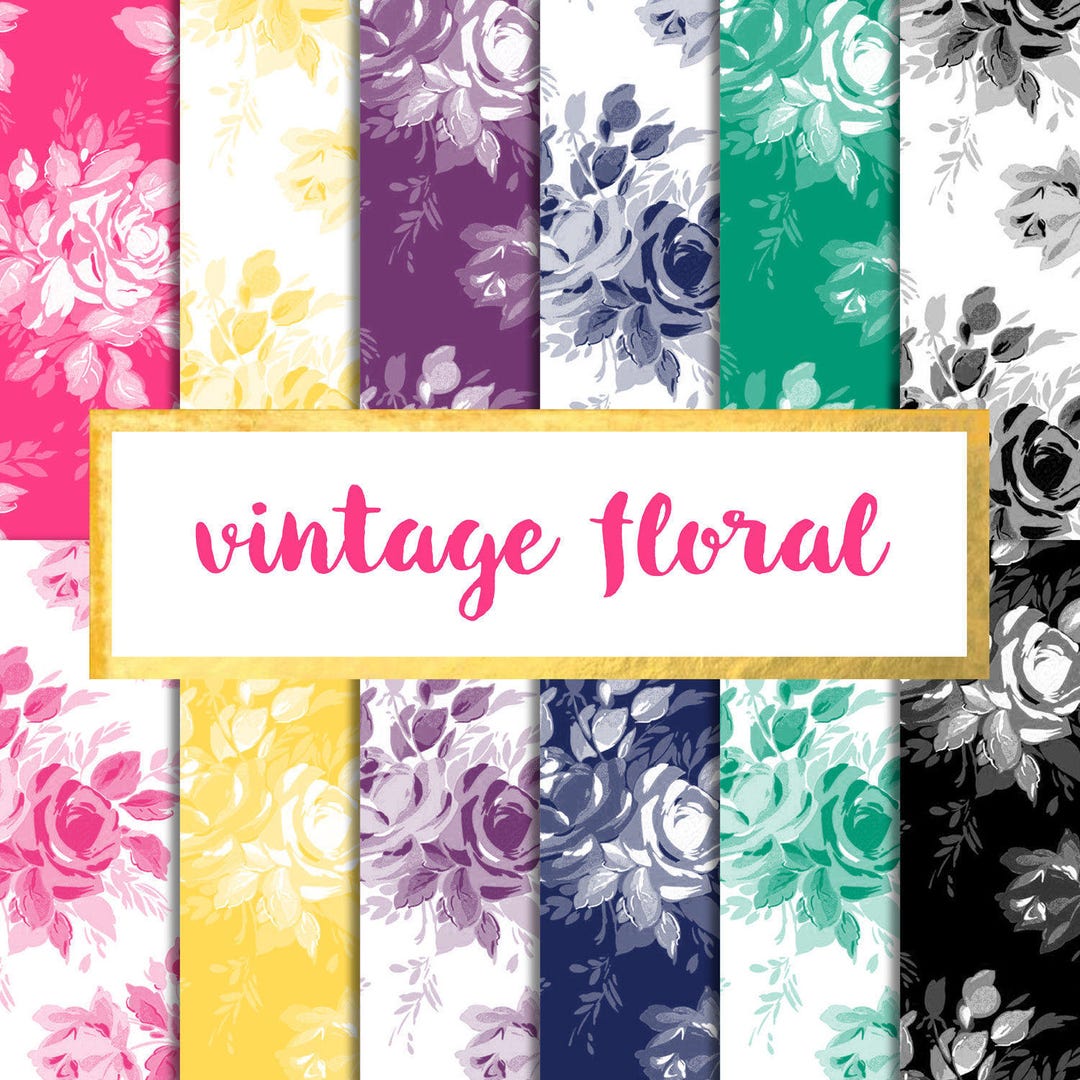 Vintage Floral Digital Paper Pack (instant Download) - Etsy