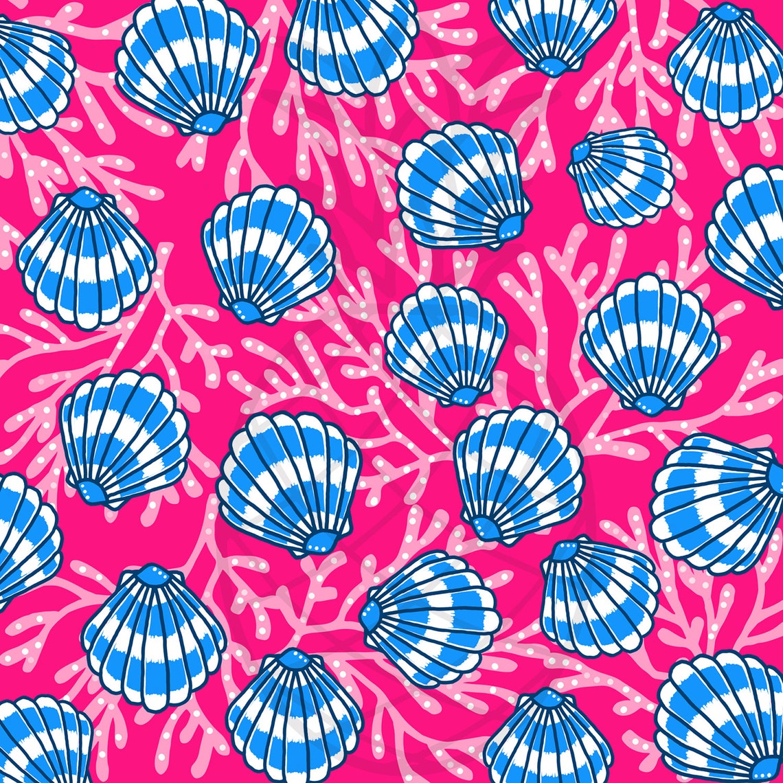 She Sells Sea Shells instant Download Preppy White Pink | Etsy