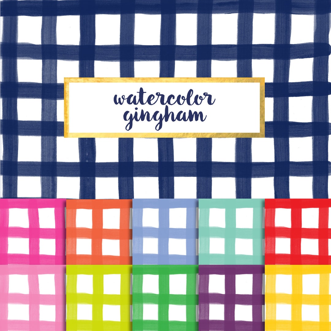 Watercolor Gingham Digital Paper Pack (instant Download) - Etsy