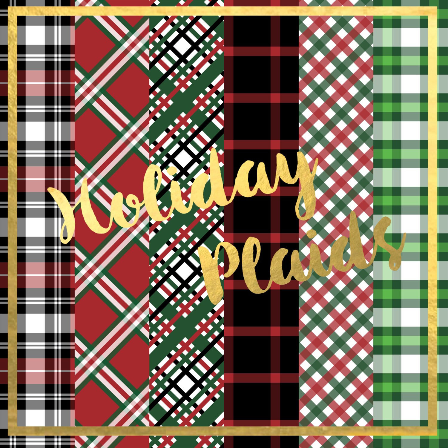 Holiday Plaid Digital Paper Pack instant Download - Etsy