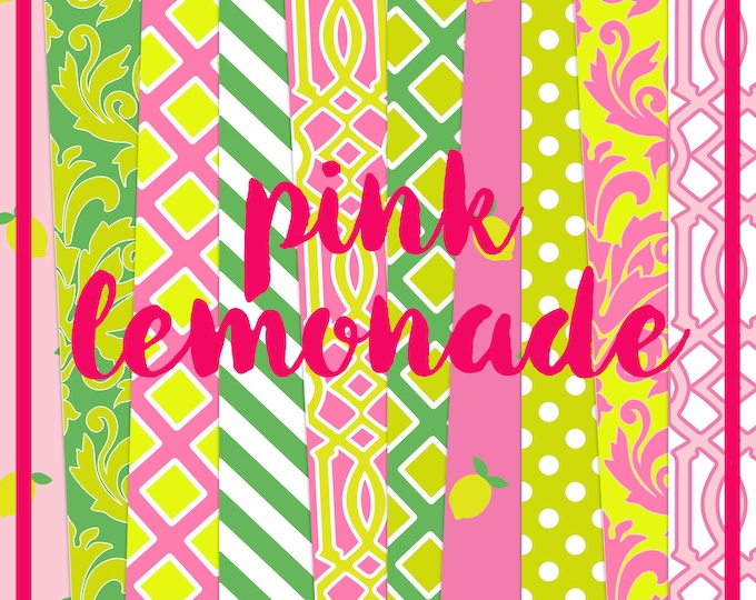 Pink Lemonade Digital Paper Pack instant Download - Etsy