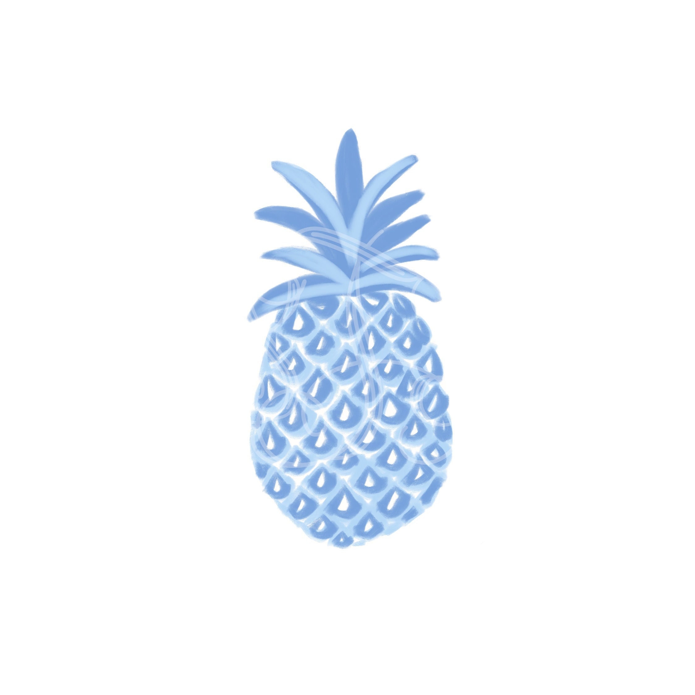Blue and White Acrylic-style Pinapple Clip Art instant Download - Etsy