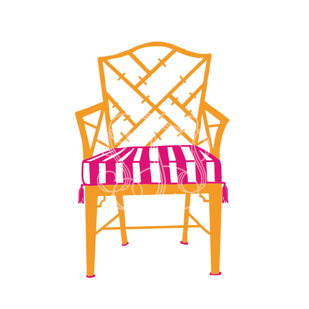 Chinoiserie Chair Clip Art: Hand-drawn Preppy Design (instant Download ...