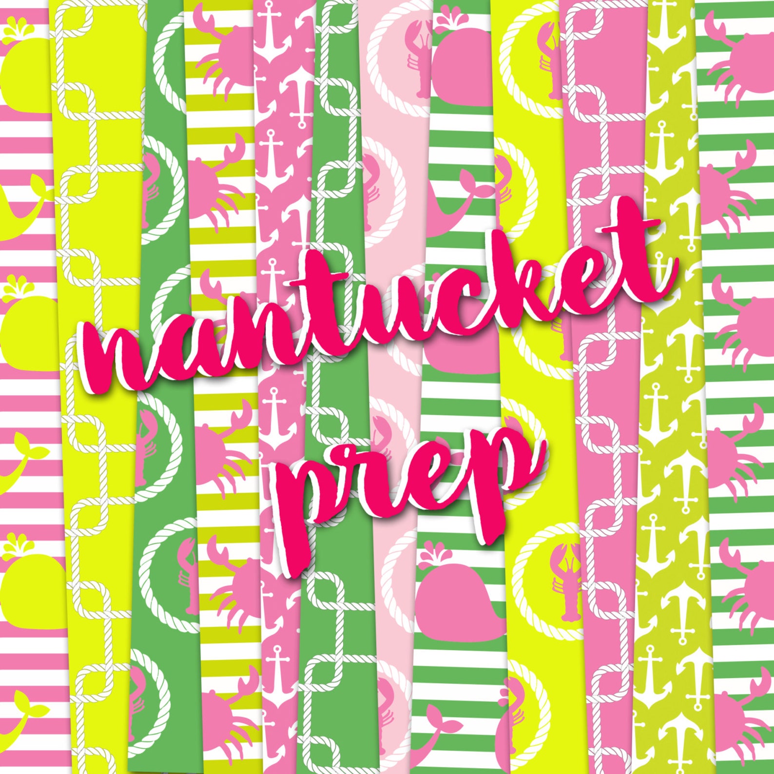 Nantucket Prep Digital Paper Pack (instant Download) - Etsy