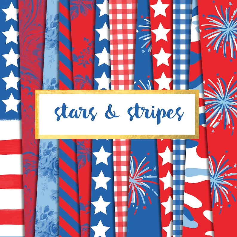 Stars and Stripes Digital Paper Pack (instant Download) - Etsy