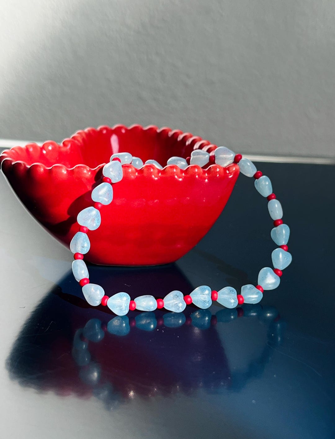 Lady Gaga Bruno Mars Tribute Heart Bracelet Glass Beads - Etsy