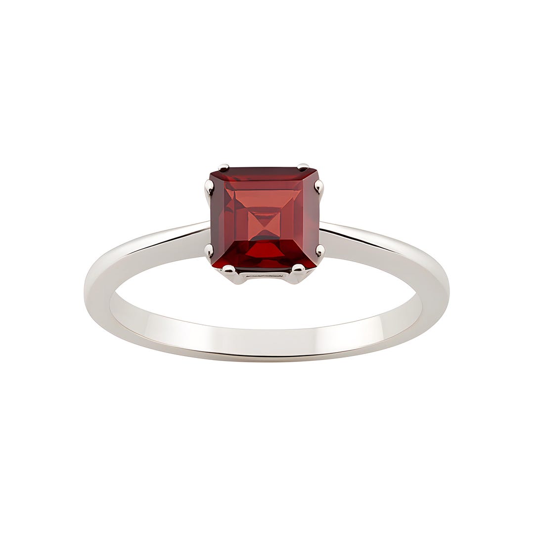 Solitaire Square Cut Silver Ring | Dainty Minimal Gemston | Everyday ...