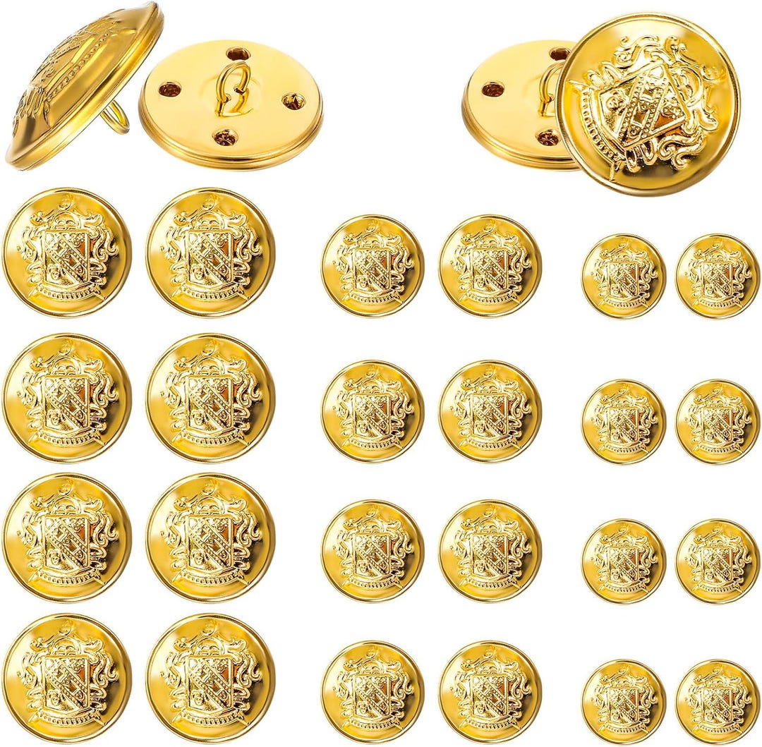24 Pcs Gold Buttons for Blazer, Gold Buttons for Clothes, Brass Buttons ...