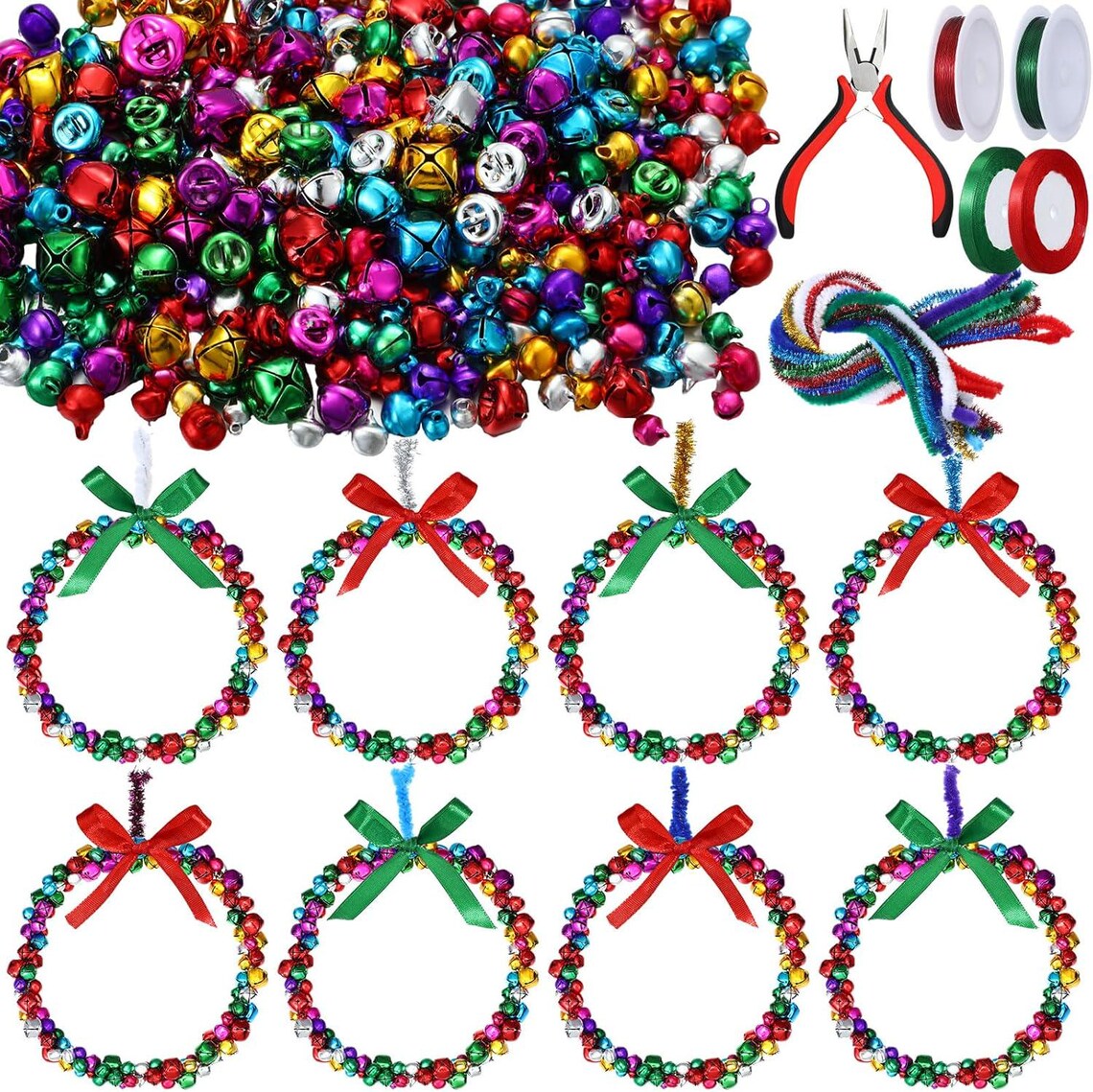 427 Pcs Christmas Bell Wreath Christmas Tree Ornaments Craft Kits DIY ...