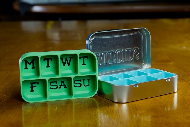 Altoid Tin Weekly Pill Organizer MONDAY VERSION | Vitamins, Medication ...