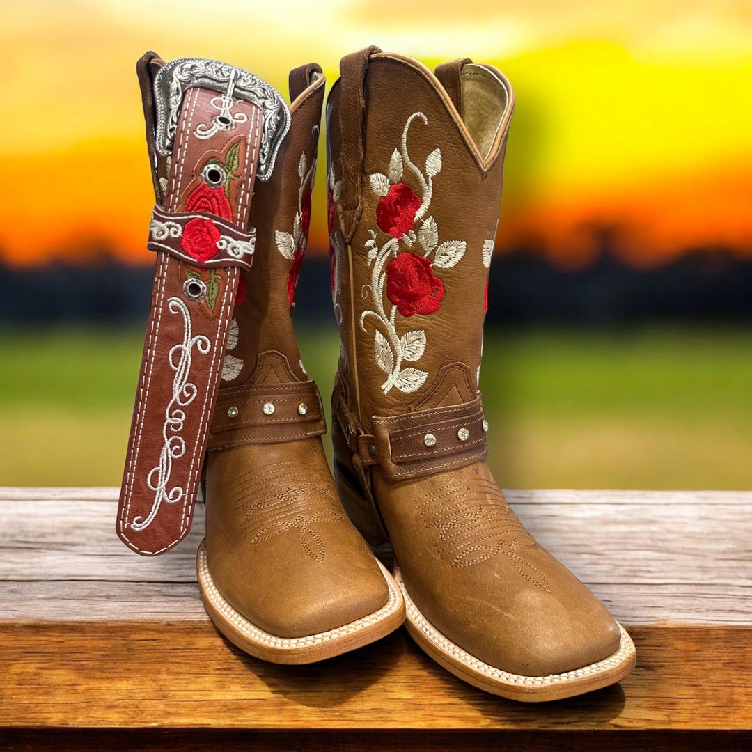 Lady's Boot With Red Roses - Etsy
