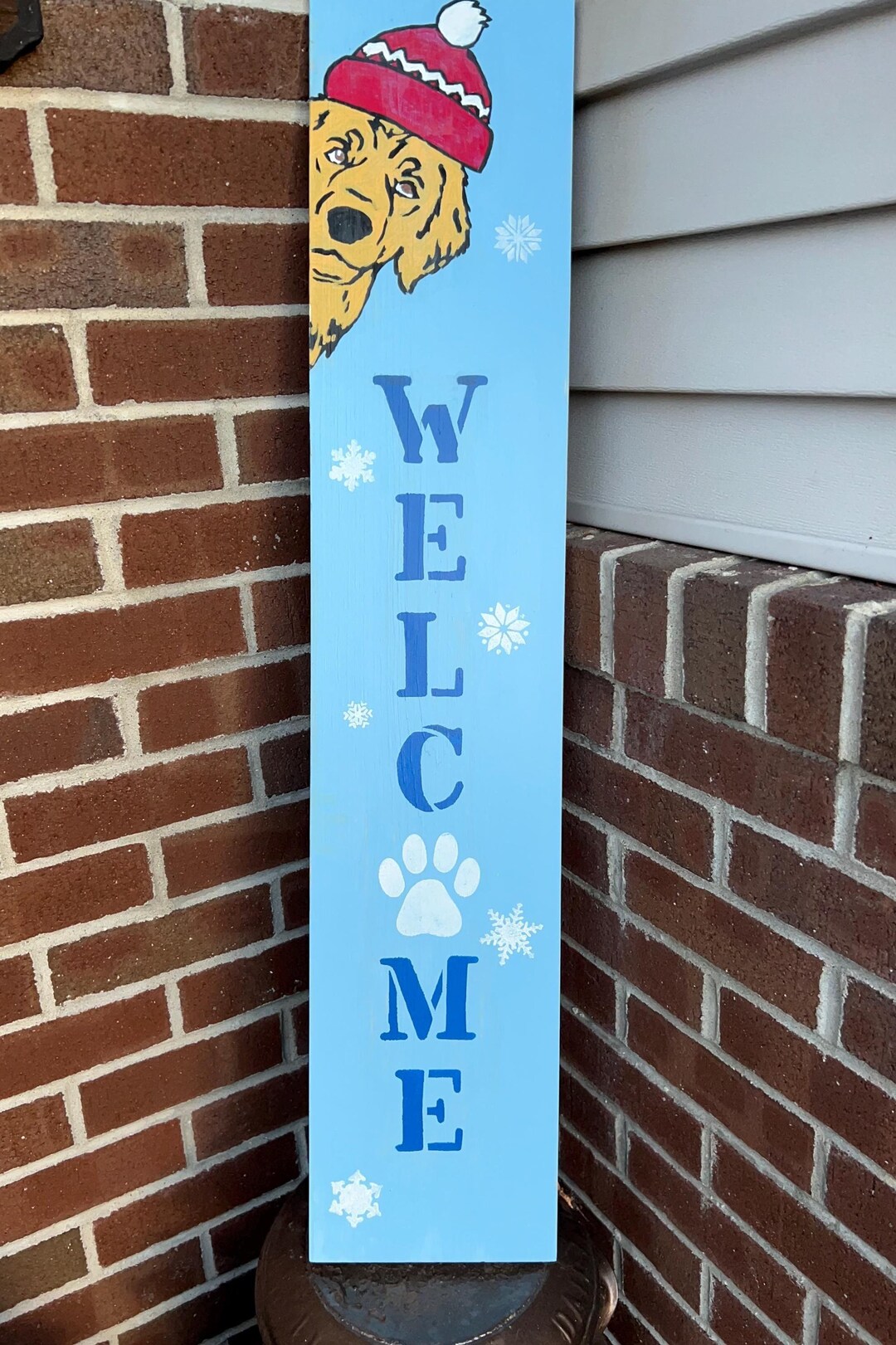 Reversible Golden Retriever Welcome Porch Sign - Etsy