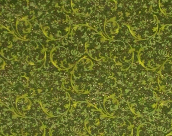 Olive Green Metallic Gold Swirls Spirals Christmas Basics | Etsy