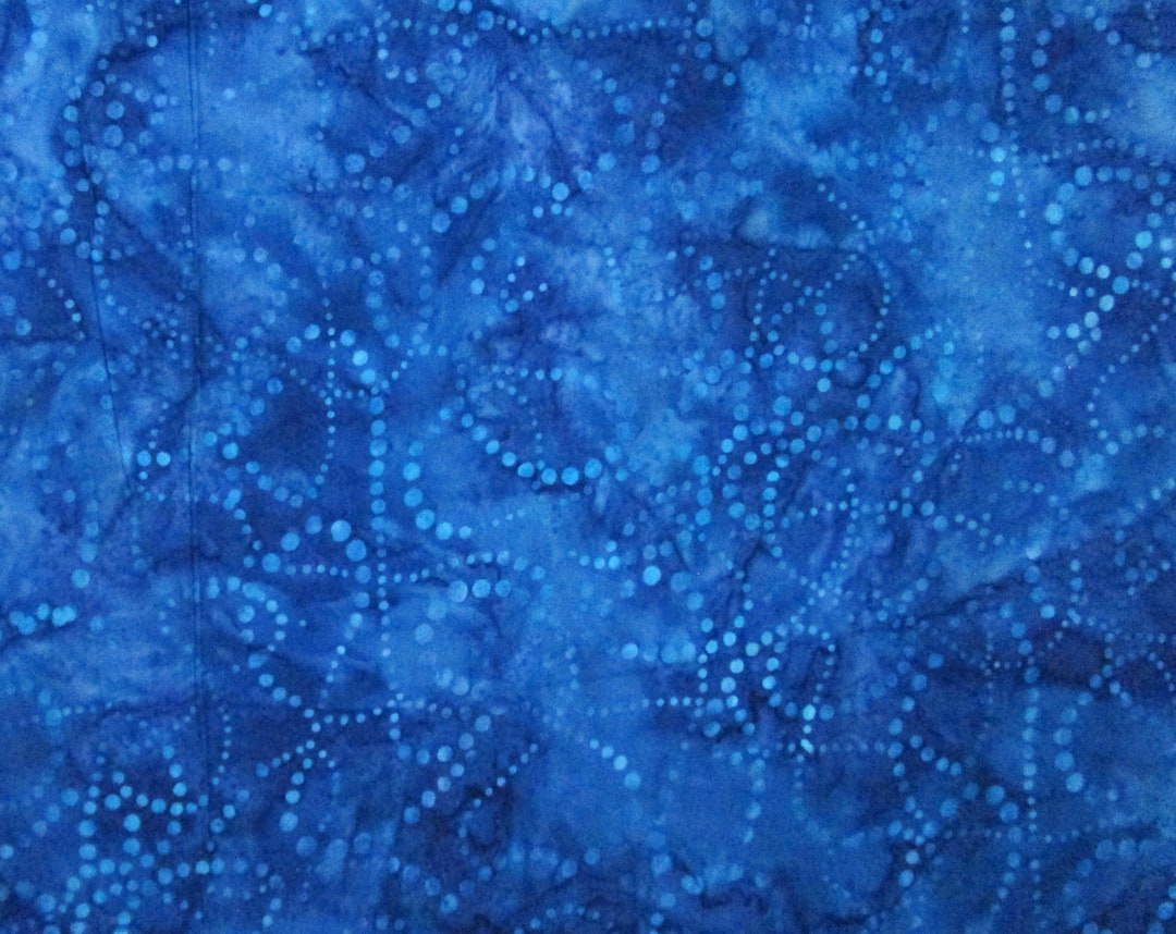 Batik Blue Swirls Dots Quilter's Weight Cotton Fabric - Dyed Material ...