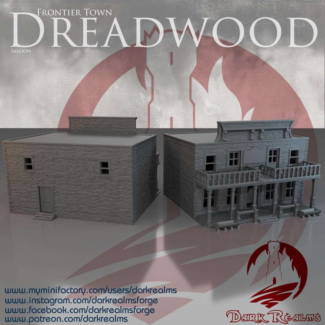 Old West Saloon by Darkrealms in 32mm, 28mm, 15mm Scale 3D Printed ...