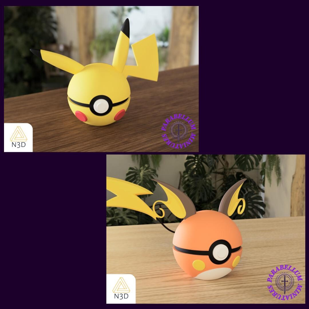 Pikachu & Raichu Evolution Line, Character Pokeball Series Designed by ...