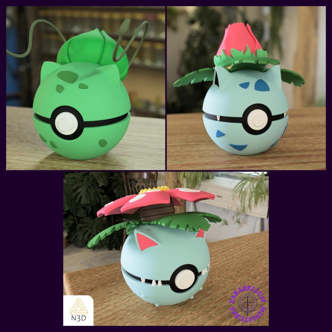 Bulbasaur, Ivysaur & Venusaur Evolution Line, Character Critterball ...