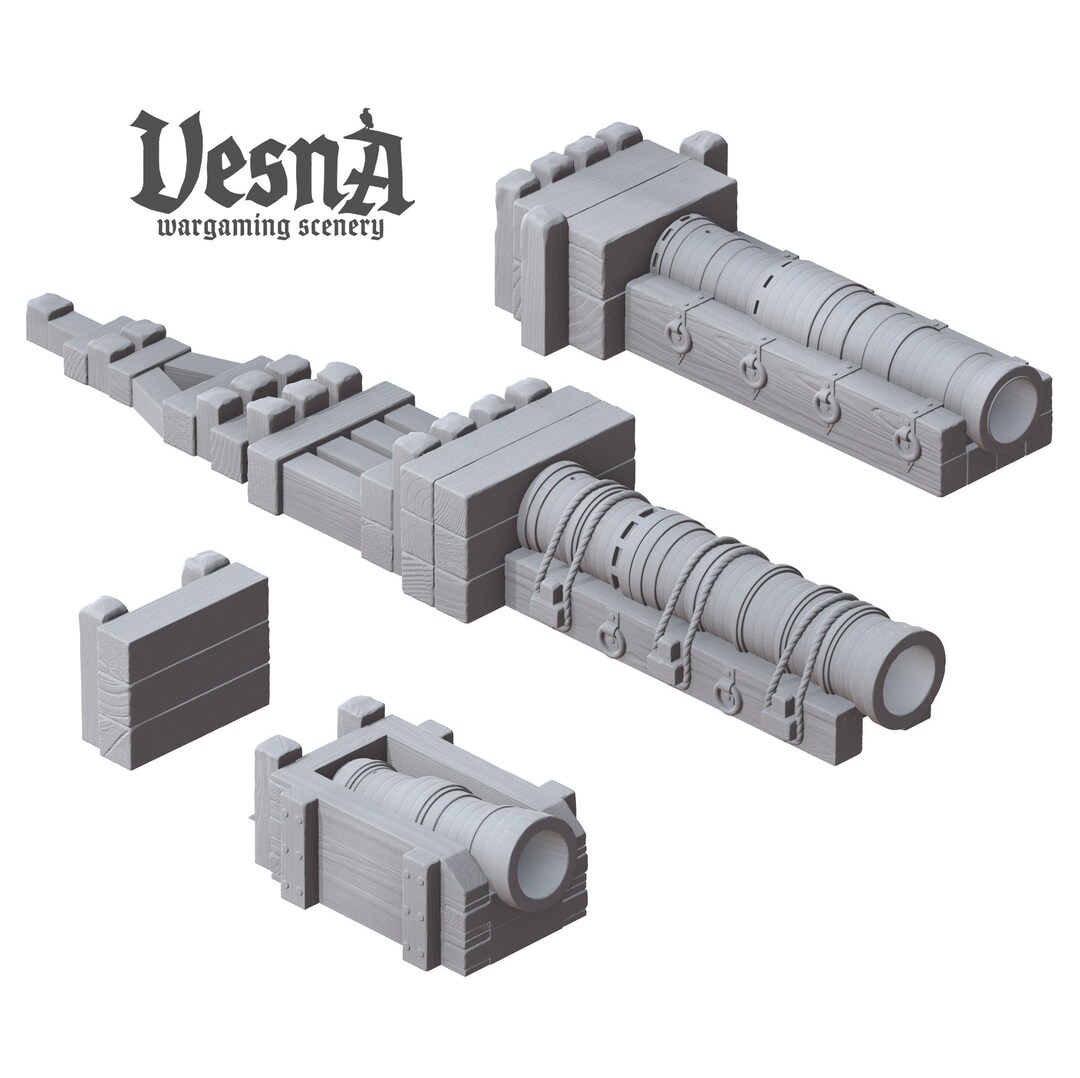 Bombard Guns (pack 2) 32mm, 28mm, 15mm Scale 3D Printed for Historical ...