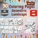 Geometric Landscape Digital Coloring Book, Coloring Pages, Printable ...