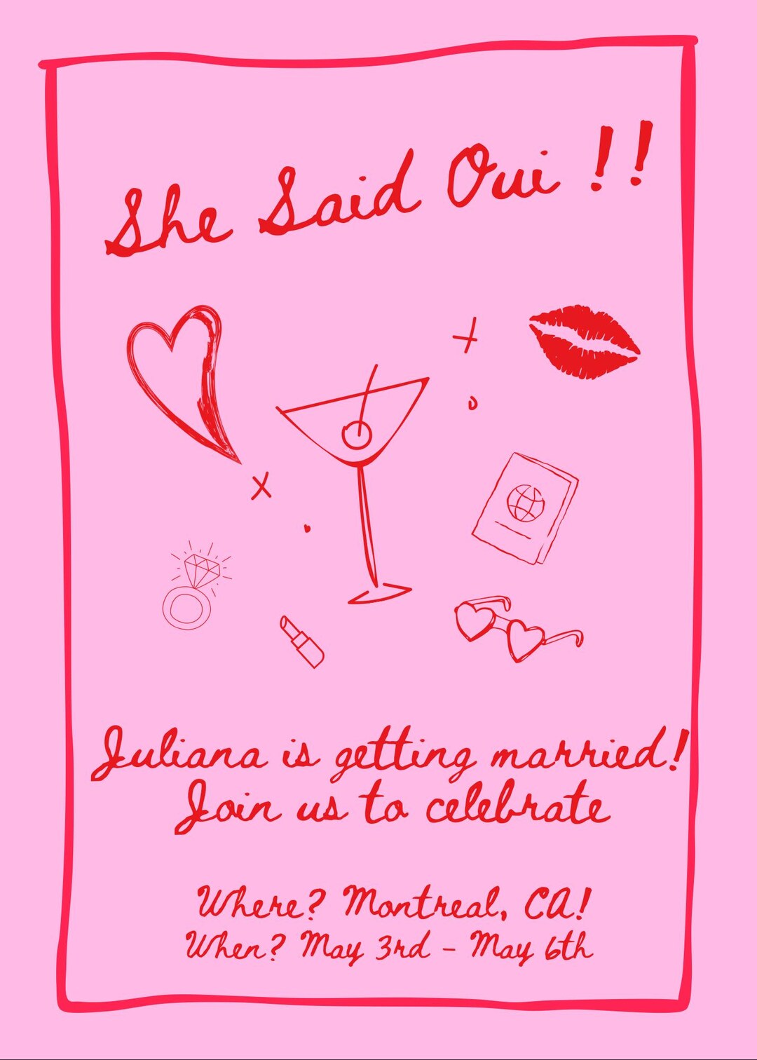Montreal/french Digital Bachelorette Invitation, Bachelorette Invite ...