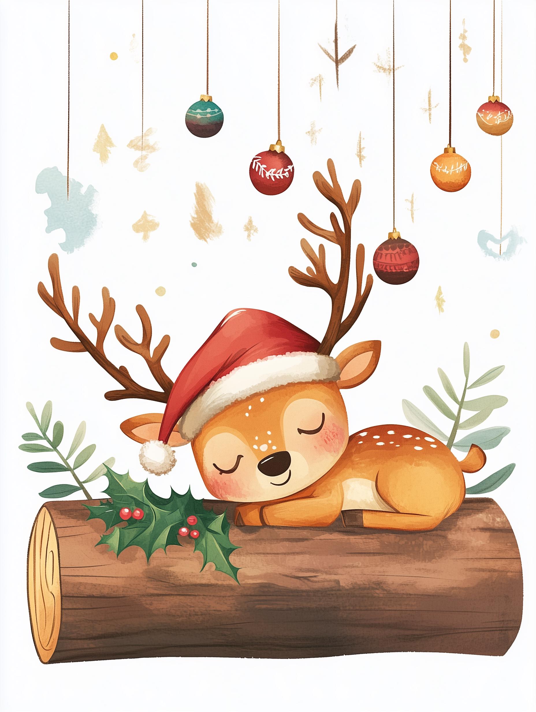 Christmas Reindeer Clipart PNG - 6 Adorable Reindeer With Santa Hats ...
